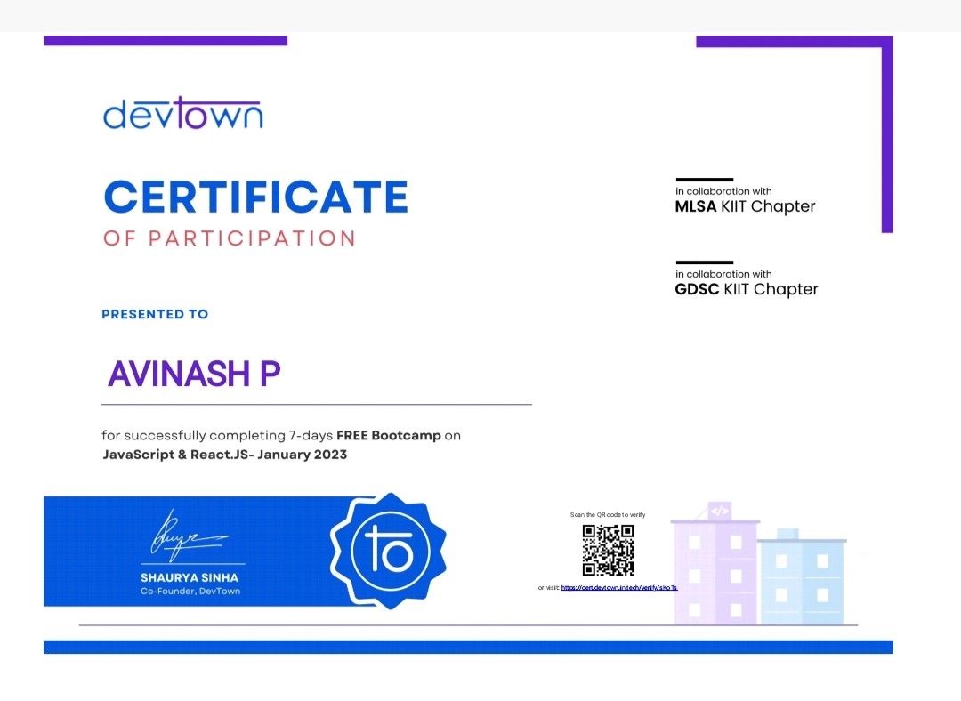 Avinash P on LinkedIn: #devtown #javascript #reactjs #connections # ... Avinash P on LinkedIn: #devtown #javascript #reactjs #connections # ...