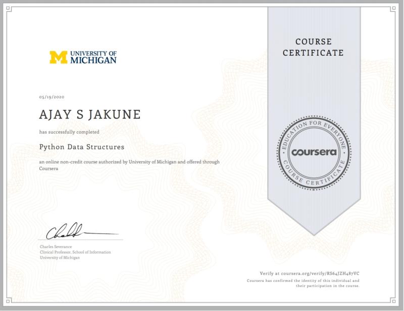Ajay Jakune on LinkedIn: #python #coursera #programming #course # ... Ajay Jakune on LinkedIn: #python #coursera #programming #course # ...