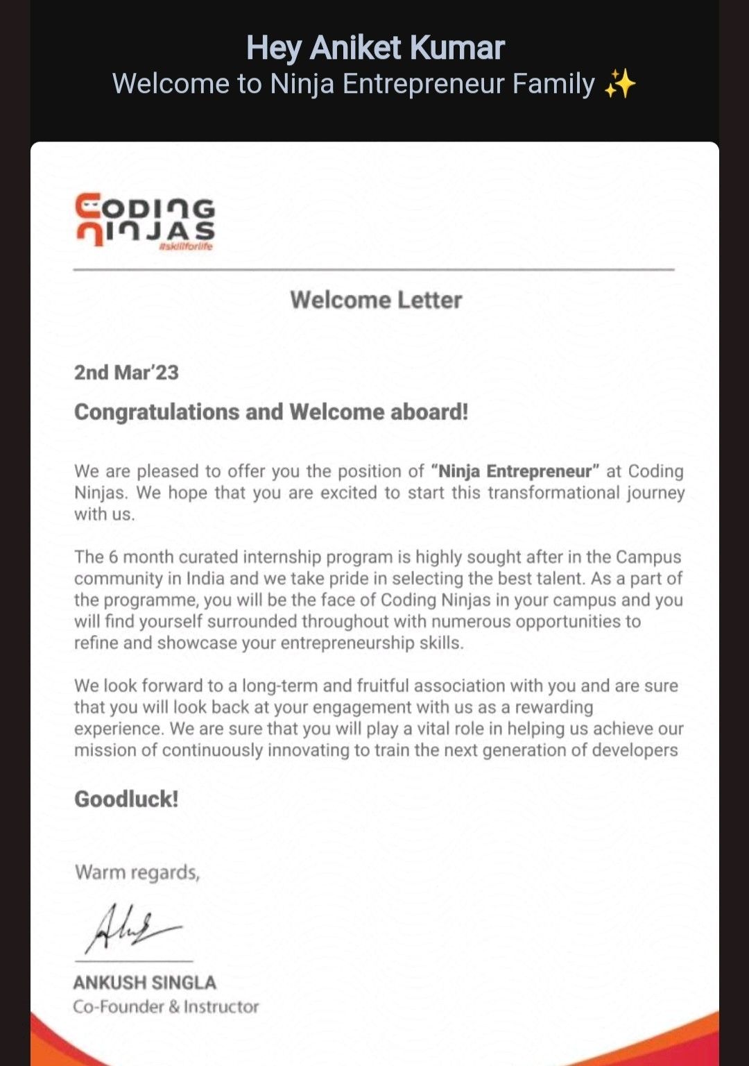 Aniket Kumar on LinkedIn: #connections #codingninjas #coding # ... Aniket Kumar on LinkedIn: #connections #codingninjas #coding # ...