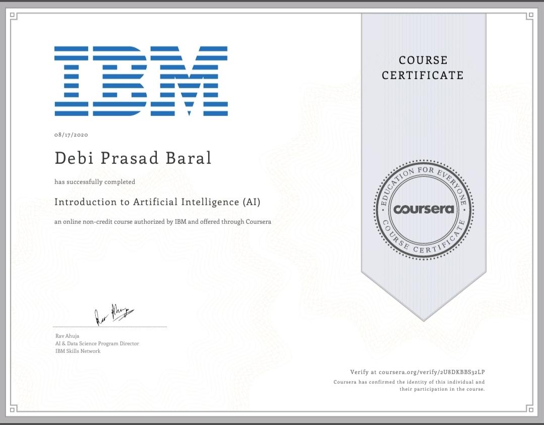 Debi Prasad Baral on LinkedIn: #introductiontoartificialintelligence Debi Prasad Baral on LinkedIn: #introductiontoartificialintelligence