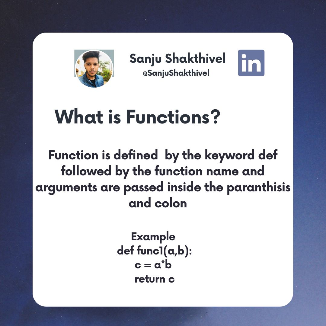 Sanju Shakthivel on LinkedIn: #python #pythonprogramming #pythoncoding Sanju Shakthivel on LinkedIn: #python #pythonprogramming #pythoncoding