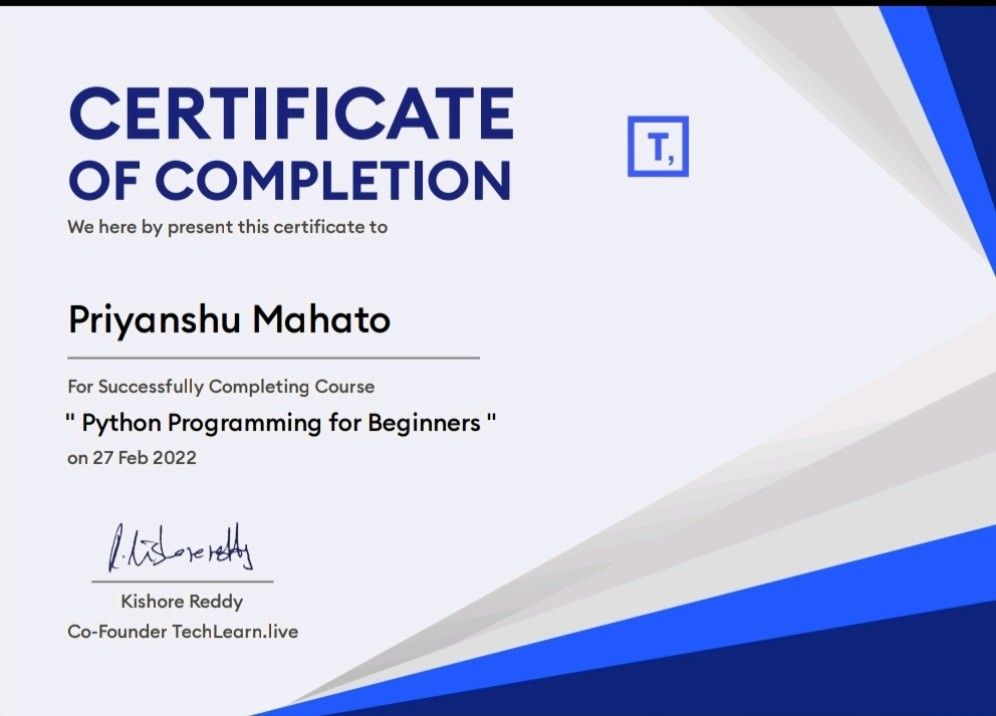 Priyanshu Mahato on LinkedIn: #pythonprogramming Priyanshu Mahato on LinkedIn: #pythonprogramming