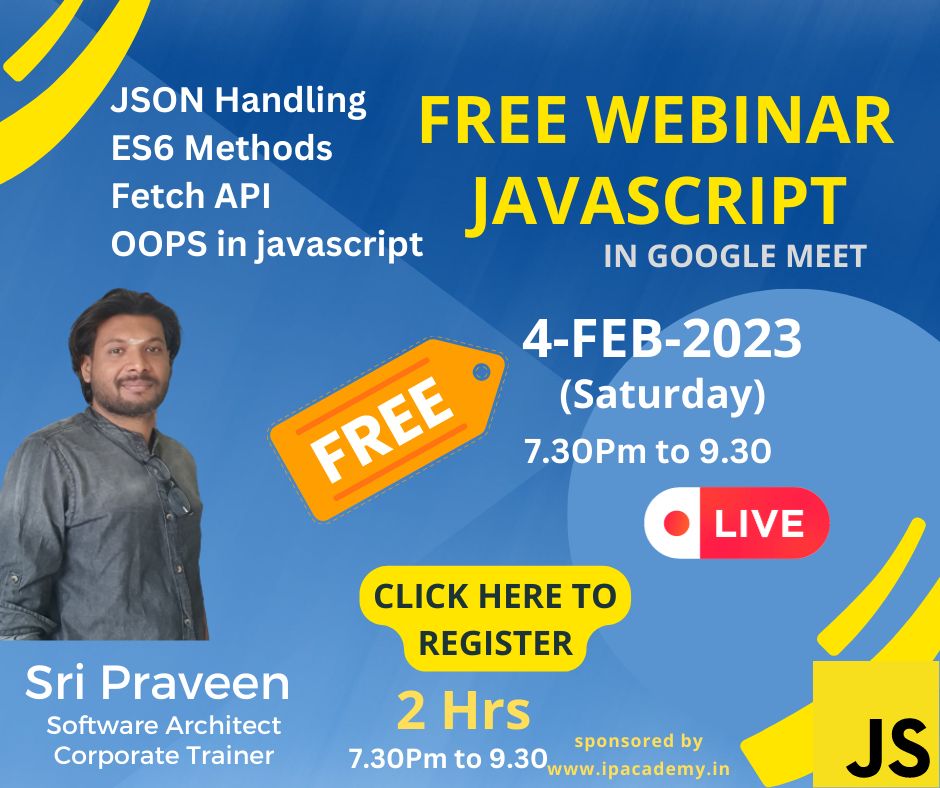 Sri Praveen on LinkedIn: #javascript #javascriptdeveloper #webinar Sri Praveen on LinkedIn: #javascript #javascriptdeveloper #webinar