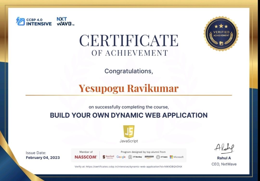 Ravi Kumar Yesupogu on LinkedIn: I was completed my javascript 🎉🎉🎉 Ravi Kumar Yesupogu on LinkedIn: I was completed my javascript 🎉🎉🎉