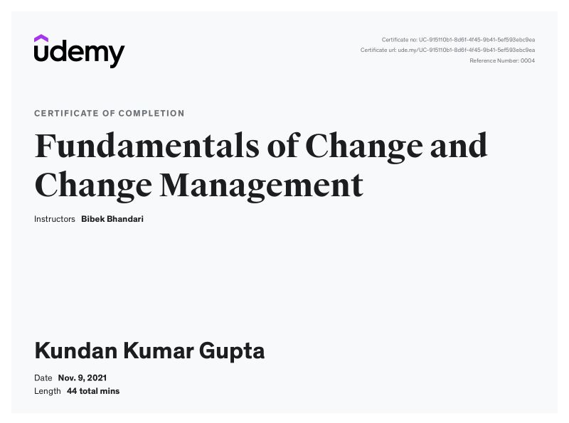 KUNDAN KUMAR GUPTA on LinkedIn: IT Change Management, Completed ... KUNDAN KUMAR GUPTA on LinkedIn: IT Change Management, Completed ...