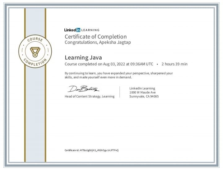 Apeksha Jagtap on LinkedIn: #certificate #linkedin Apeksha Jagtap on LinkedIn: #certificate #linkedin