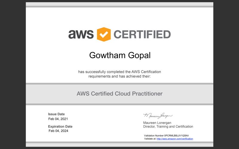 Gowtham Gopal on LinkedIn: Completed AWS cloud practitioner certification! Gowtham Gopal on LinkedIn: Completed AWS cloud practitioner certification!