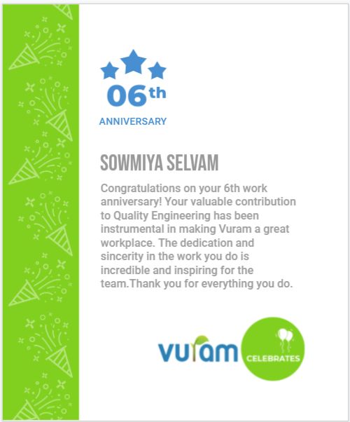 Sowmiya Selvam on LinkedIn: Proud Vuramite!!! Sowmiya Selvam on LinkedIn: Proud Vuramite!!!