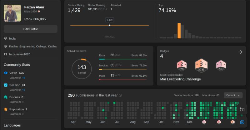 Faizan Alam on LinkedIn: #dsa #leetcode #consistent #coding #codingisfun Faizan Alam on LinkedIn: #dsa #leetcode #consistent #coding #codingisfun