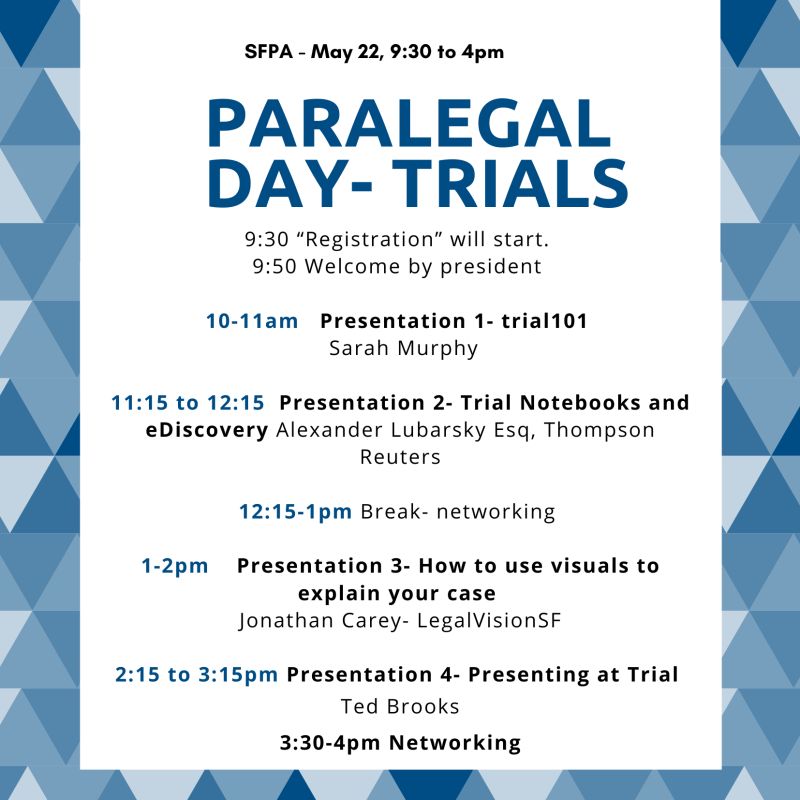 San Francisco Paralegal Association on LinkedIn: #paralegal #trials #mcle San Francisco Paralegal Association on LinkedIn: #paralegal #trials #mcle