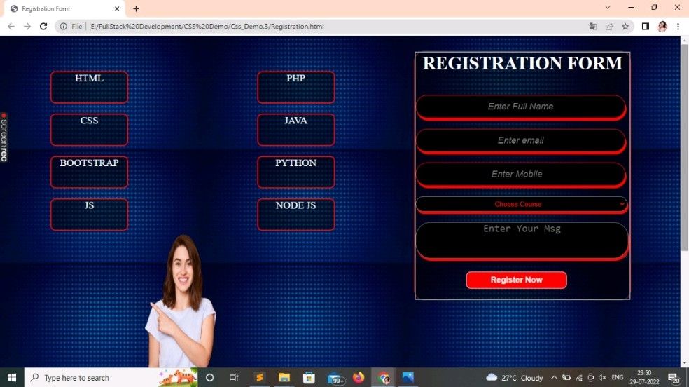 Deepali Dhiwar on LinkedIn: #html #css #registration Deepali Dhiwar on LinkedIn: #html #css #registration