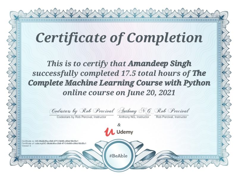 Amandeep Singh on LinkedIn: #udemy #machinelearning #python Amandeep Singh on LinkedIn: #udemy #machinelearning #python