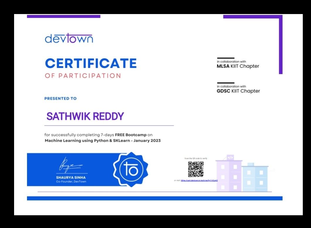 Sathwik Reddy on LinkedIn: #python #machinelearning #devtown #bootcamp ... Sathwik Reddy on LinkedIn: #python #machinelearning #devtown #bootcamp ...