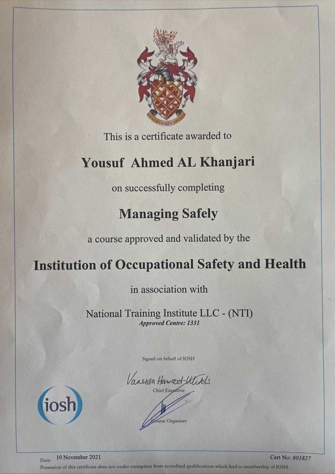 Yousuf Ahmed on LinkedIn: I am happy to receive my IOSH certificate and ... Yousuf Ahmed on LinkedIn: I am happy to receive my IOSH certificate and ...