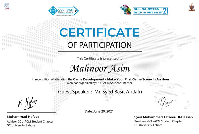 HAFIZA MAHNOOR ASIM on LinkedIn: #certificates #gamedevelopment # ... HAFIZA MAHNOOR ASIM on LinkedIn: #certificates #gamedevelopment # ...