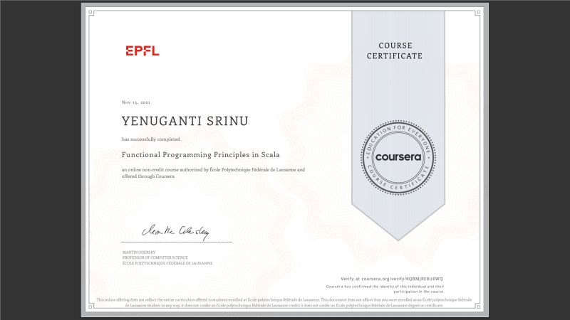 Srinu Yenuganti on LinkedIn: Functional Programming Principles in Scala ... Srinu Yenuganti on LinkedIn: Functional Programming Principles in Scala ...