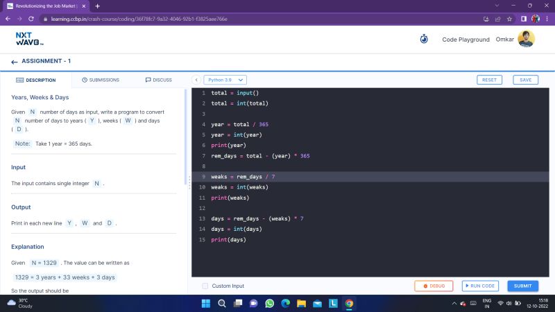 Omkar Vadnala on LinkedIn: #day14 #30daysofcodechallenge #nxtwave # ... Omkar Vadnala on LinkedIn: #day14 #30daysofcodechallenge #nxtwave # ...