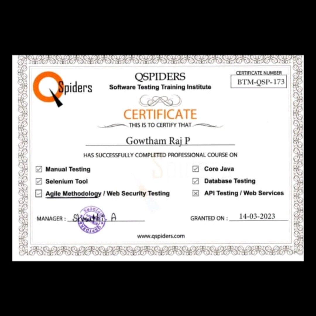 Gowtham Raj P on LinkedIn: #manualtesting #qatesting Gowtham Raj P on LinkedIn: #manualtesting #qatesting