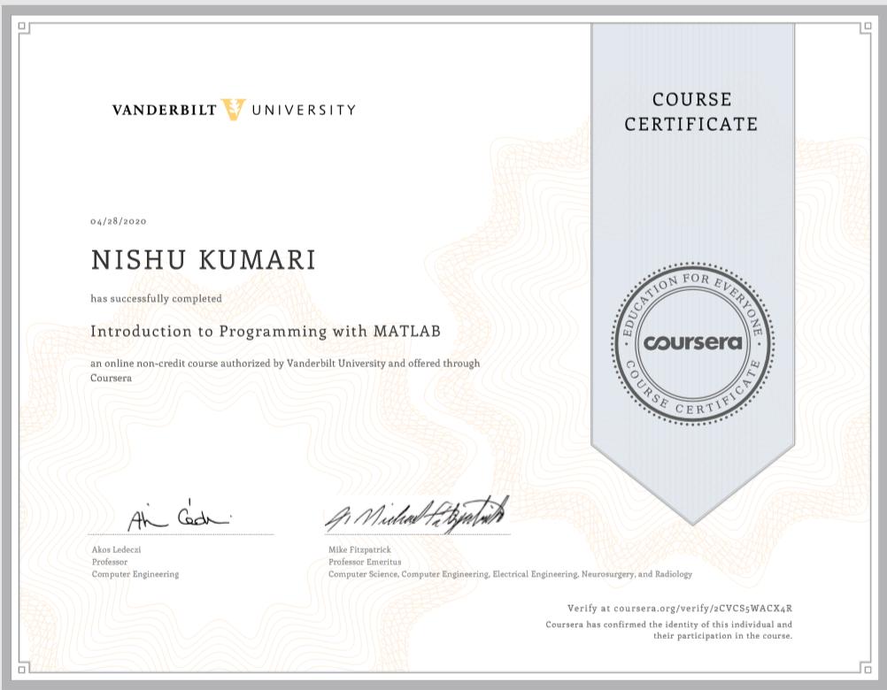 Nishu Kumari on LinkedIn: #matlab Nishu Kumari on LinkedIn: #matlab