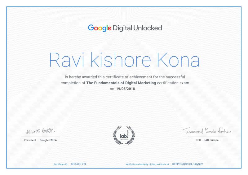 Ravi kishore Kona on LinkedIn: Certificate Of Completion, GoogleDigital ... Ravi kishore Kona on LinkedIn: Certificate Of Completion, GoogleDigital ...