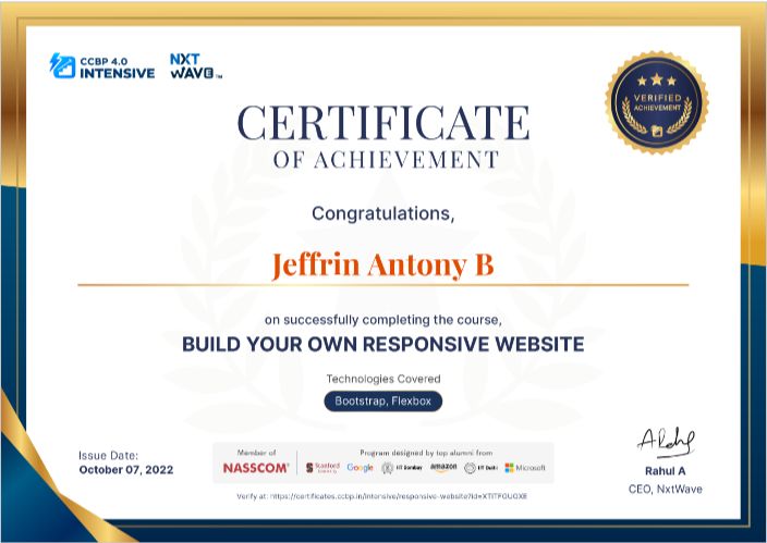 Jeffrin Antony Babu on LinkedIn: #html5 #css #bootstrap #flexbox #ccbp ... Jeffrin Antony Babu on LinkedIn: #html5 #css #bootstrap #flexbox #ccbp ...
