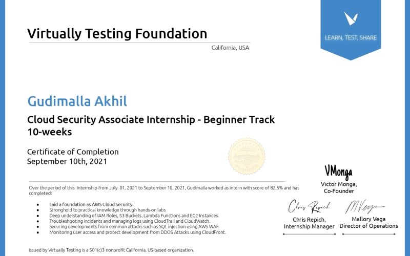 Gudimalla Akhil on LinkedIn: #internship #vtf #cloud #whizlabs | 12 ... Gudimalla Akhil on LinkedIn: #internship #vtf #cloud #whizlabs | 12 ...