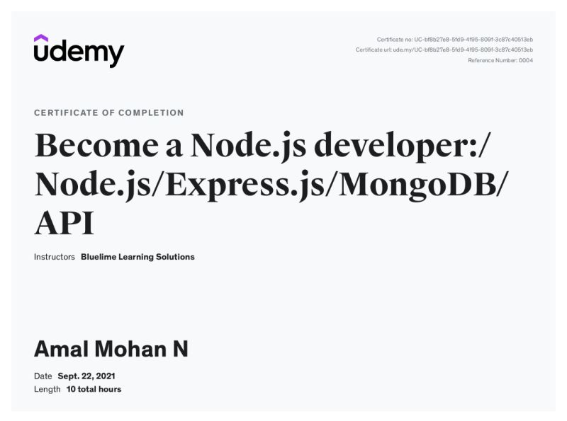 Amal Mohan N on LinkedIn: #udemy #nodejs #meanstack #mernstack #fullstack Amal Mohan N on LinkedIn: #udemy #nodejs #meanstack #mernstack #fullstack
