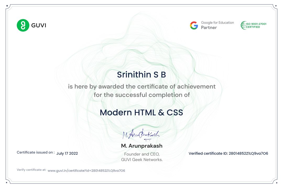 Srinithin S B on LinkedIn: #html #css Srinithin S B on LinkedIn: #html #css