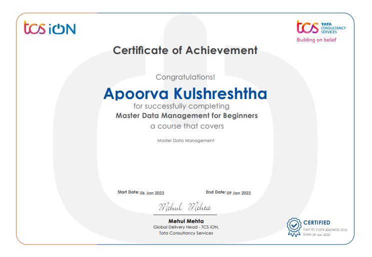 Apoorva Kulshreshtha on LinkedIn: #tcs #tcsion #tcs2021 #tcslearning # ... Apoorva Kulshreshtha on LinkedIn: #tcs #tcsion #tcs2021 #tcslearning # ...