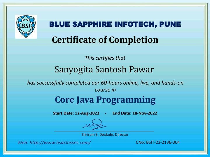 Sanyogita Pawar on LinkedIn: #corejavaprogramming #bsit #corejava Sanyogita Pawar on LinkedIn: #corejavaprogramming #bsit #corejava
