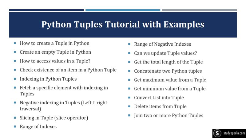 Studyopedia on LinkedIn: Python Tuples Tutorial with 15+ Examples https ... Studyopedia on LinkedIn: Python Tuples Tutorial with 15+ Examples https ...