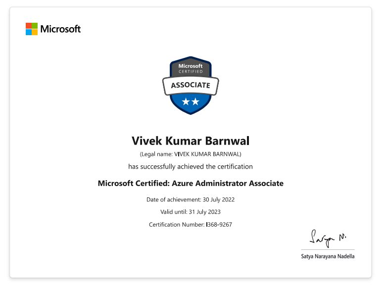 Vivek Barnwal ☁ on LinkedIn: #az104 #microsoft #tcs #azure # ... Vivek Barnwal ☁ on LinkedIn: #az104 #microsoft #tcs #azure # ...