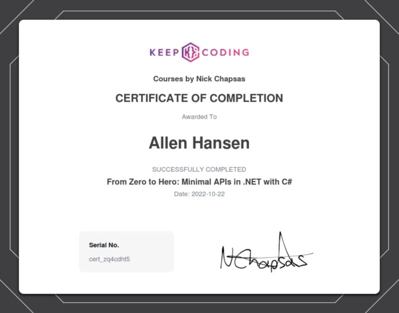 Allen Hansen on LinkedIn: #dotnet #csharp #mvc #minimalapis Allen Hansen on LinkedIn: #dotnet #csharp #mvc #minimalapis