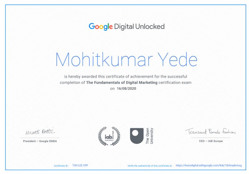Mohit Yede on LinkedIn: #digitalmarketing #googledigitalunlocked # ... Mohit Yede on LinkedIn: #digitalmarketing #googledigitalunlocked # ...