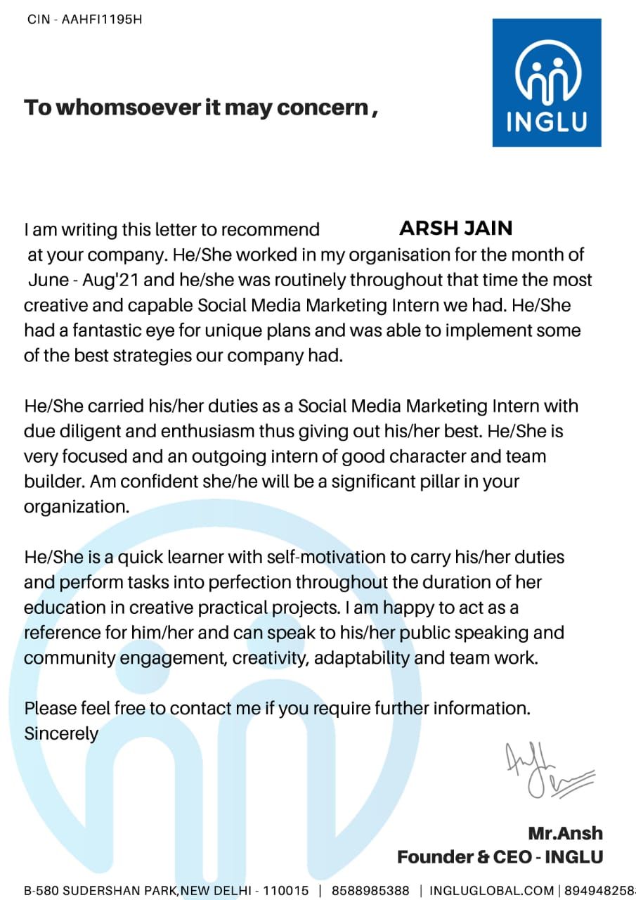 Arsh Jain on LinkedIn: #internship #socialmediamarketing Arsh Jain on LinkedIn: #internship #socialmediamarketing