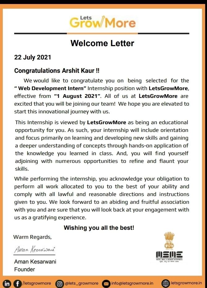 Arshit Kaur on LinkedIn: #letsgrowmore #internship #intern #opportunity ... Arshit Kaur on LinkedIn: #letsgrowmore #internship #intern #opportunity ...