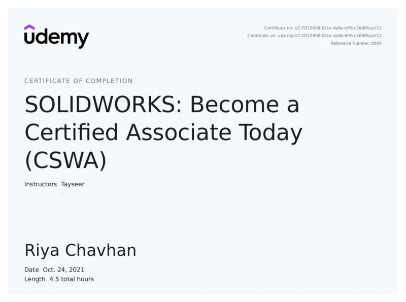Riya Chavhan on LinkedIn: #solidworks #udemy #solidworks #designsoftware Riya Chavhan on LinkedIn: #solidworks #udemy #solidworks #designsoftware