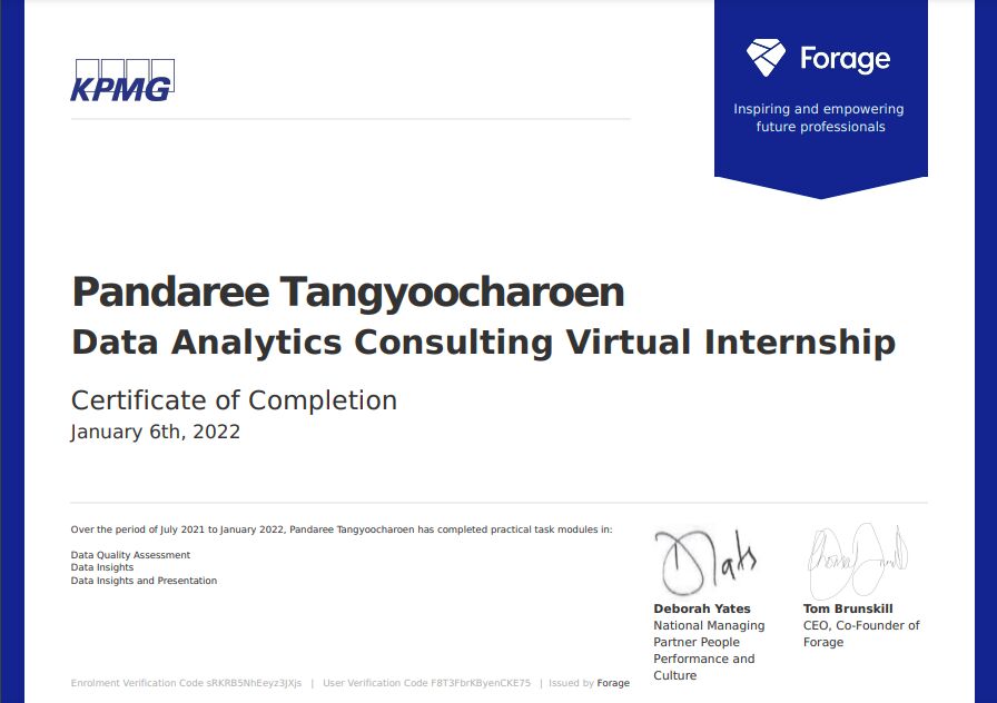 Pandaree Tangyoocharoen on LinkedIn: KPMG data analytics virtual ... Pandaree Tangyoocharoen on LinkedIn: KPMG data analytics virtual ...