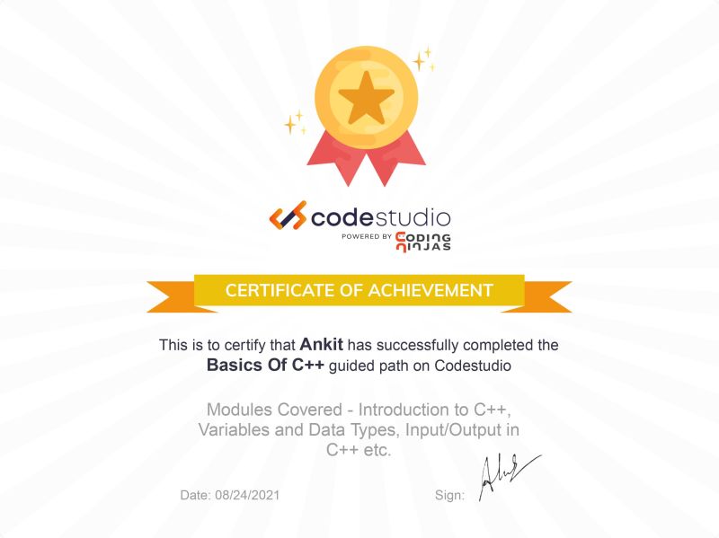 Ankit Mishra on LinkedIn: #codingninjas #cpp Ankit Mishra on LinkedIn: #codingninjas #cpp