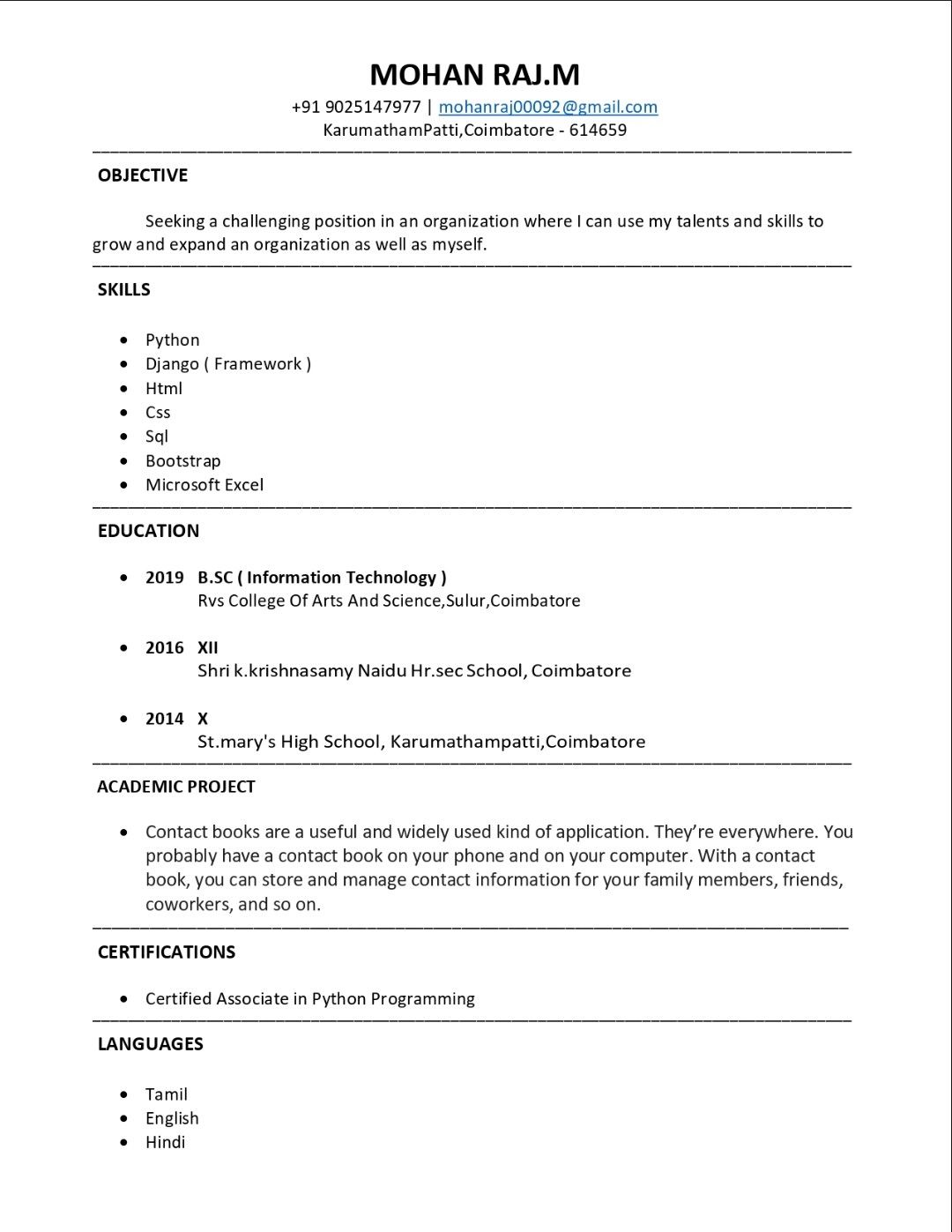 Mohan Raj on LinkedIn: #pythondeveloper #freshersjobs #opportunity # ... Mohan Raj on LinkedIn: #pythondeveloper #freshersjobs #opportunity # ...