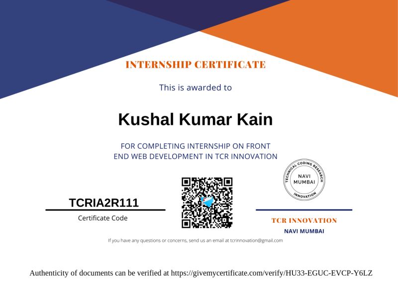 Kushal Kumar Kain on LinkedIn: #web #frontend #development #internship ... Kushal Kumar Kain on LinkedIn: #web #frontend #development #internship ...