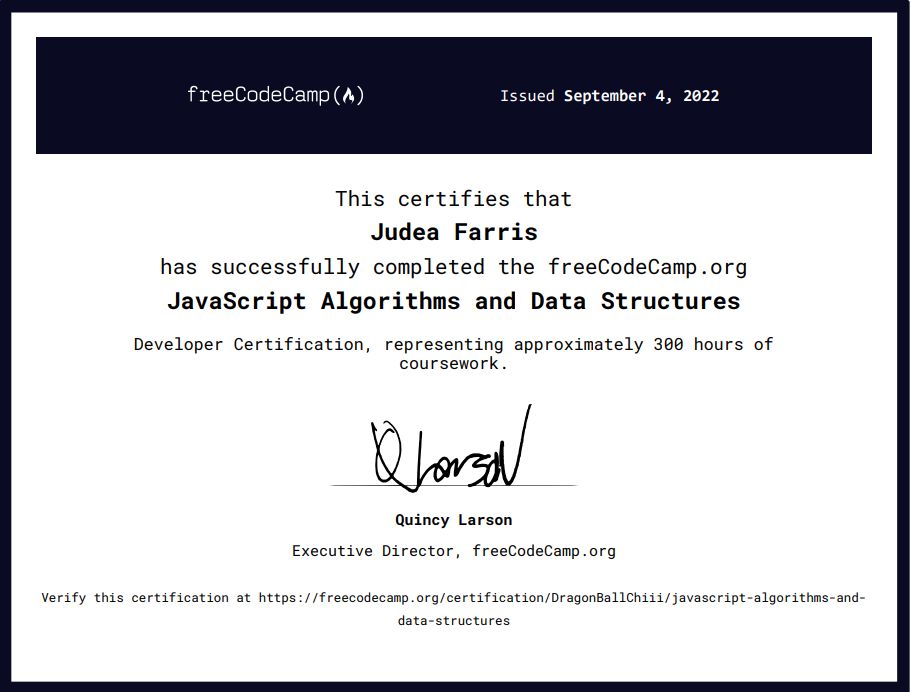 Judea Farris on LinkedIn: #freecodecamp #codelife #codingisfun #javascript Judea Farris on LinkedIn: #freecodecamp #codelife #codingisfun #javascript