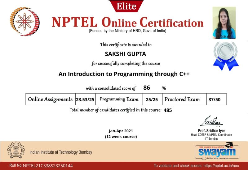 Sakshi Gupta on LinkedIn: #nptel #coding | 34 comments Sakshi Gupta on LinkedIn: #nptel #coding | 34 comments