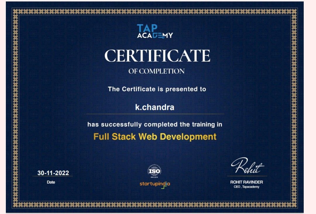 CHANDRA KURUVA on LinkedIn: #fullstackdevelopment #tapacademy #java CHANDRA KURUVA on LinkedIn: #fullstackdevelopment #tapacademy #java