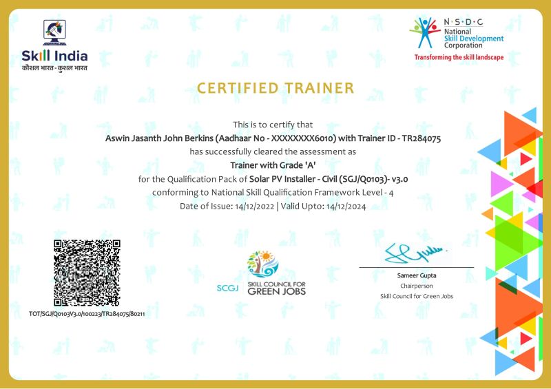 Aswin Jasanth J on LinkedIn: #skillindia #nsdc #scgj #solarpv #mnre # ... Aswin Jasanth J on LinkedIn: #skillindia #nsdc #scgj #solarpv #mnre # ...