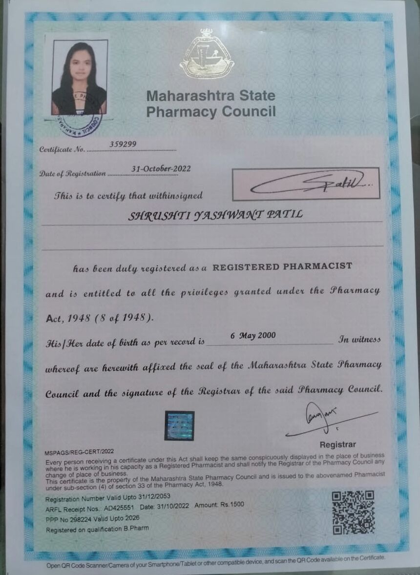 Shrushti Patil on LinkedIn: #registeredpharmacist #mspc #sgbau #pwcop Shrushti Patil on LinkedIn: #registeredpharmacist #mspc #sgbau #pwcop