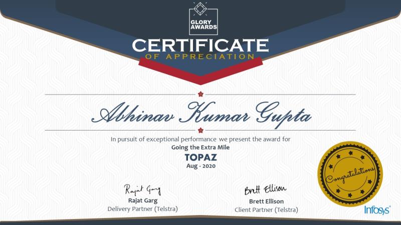 Abhinav Kumar Gupta on LinkedIn: #gloryaward #telstra #infosys # ... Abhinav Kumar Gupta on LinkedIn: #gloryaward #telstra #infosys # ...