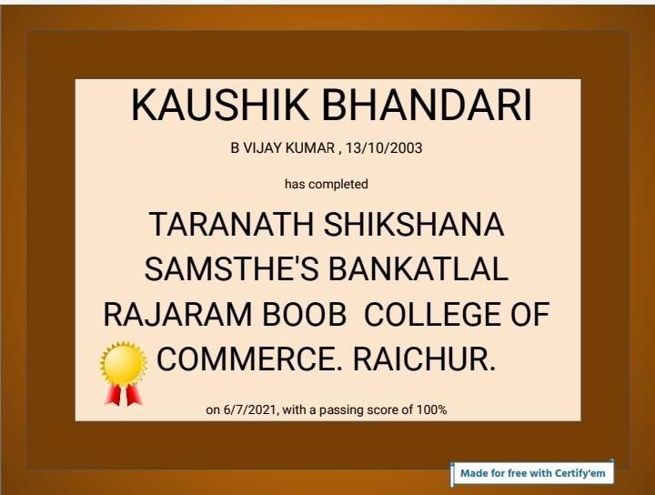 Kaushik Bhandari on LinkedIn: completed a quiz competition with distinction Kaushik Bhandari on LinkedIn: completed a quiz competition with distinction
