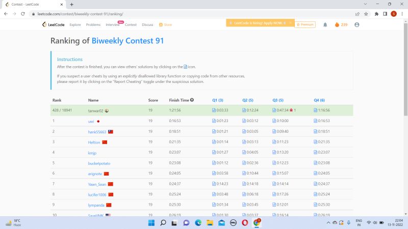 Sagar Tanwar on LinkedIn: #leetcode #contests #dsa #coding Sagar Tanwar on LinkedIn: #leetcode #contests #dsa #coding