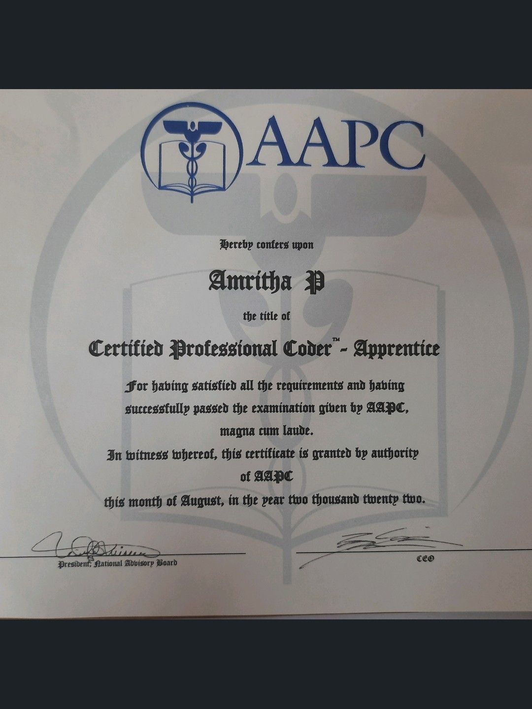 Amritha P on LinkedIn: #aapc #cpc Amritha P on LinkedIn: #aapc #cpc